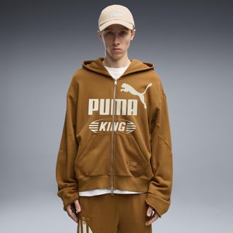 Puma Veste oversize &agrave; zip KING Homme, V&ecirc;tements, Marron, XL