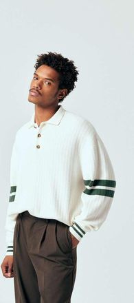 Tommy Jeans Lang&auml;rmliges Strick-Polohemd im Stil der 90er in Creme-Wei&szlig;