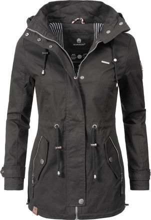 Marikoo Damen leichte Übergangsjacke Baumwoll-Parka mit Kapuze Nyokoo Schwarz Gr. XXL