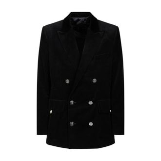 Balmain Schwarzer Doppelreihiger Cord-Blazer - - Jackets - Herren - Schwarzk - L