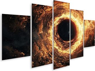 Islandburner Bild auf Leinwand Schwarzes Loch im tiefen Weltraum, gef&uuml;llt mit Hellen kleinen Sternen, be&auml;ngstigend Bilder Wandbilder Poster