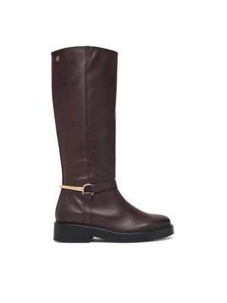 Tommy Hilfiger Klassische Stiefel Th Stud Leather Knee Riding Boot FW0FW09608 Braun