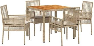 vidaXL Vidaxl - Ensemble de salle &agrave; manger pour jardin 5 pcs Beige Poly rotin