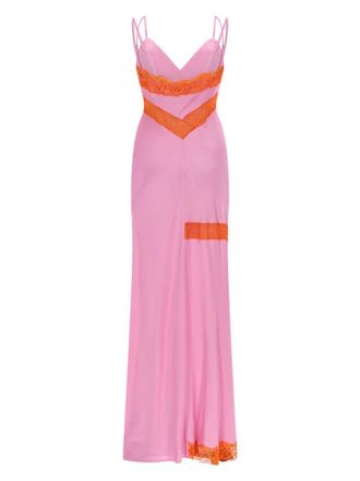 Msgm Lace-Trim Acetate Dress - Pink