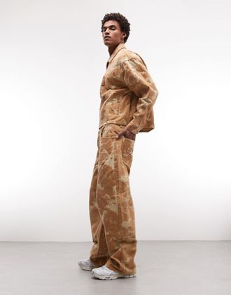 Liquor & Poker Jean baggy densemble en velours textur&eacute; - Beige-Neutral