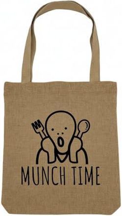 Fabulous Sac Shopping Tote Bag Aspect Lin - Munch Time Scream Jeu de Mot Humour Art - Sac de Courses Toile Epaisse 360g Beige Naturel Cabas Port&eacute; Epaule Solide