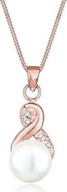 Elli Collier Femme Perle DEau Douce Symbole Infinité de Cristal (925/1000) Argent