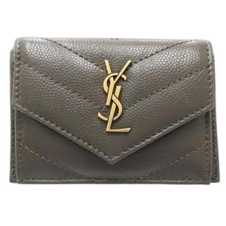 Saint Laurent Portefeuille Tri-fold doccasion - Femme - Pre-owned - Gris - Taille: ONE Size