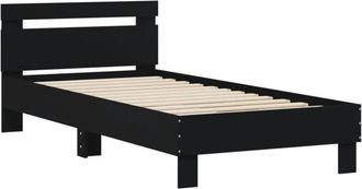vidaXL Bettgestell mit Kopfteil Schwarz 90x200 cm Holzwerkstoff Vidaxl