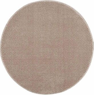 Tara Tara - Tapis Rond Uni Motifs Relief Chevrons (Beige - 160x160cm)