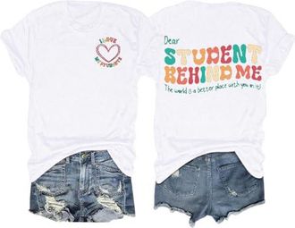 Generic T-shirt personnalis&eacute; T-shirt enseignant amusant pour femmes avec motif &eacute;tudiant T-shirt graphique d&eacute;contract&eacute; pour l&eacute;t&eacute; T-shirts rouges pour femmes T-