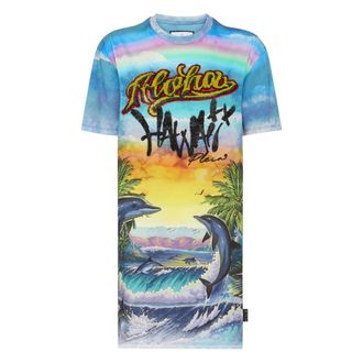 Philipp Plein Femme, Robes, Multicolore, Taille: 38 FR T-Shirt Dress Hawaii