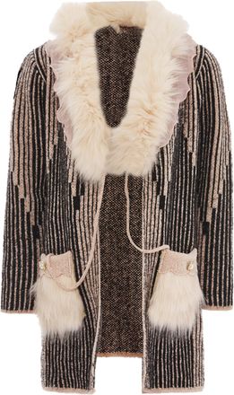 Faina Strickjacke Damen schwarz rosa