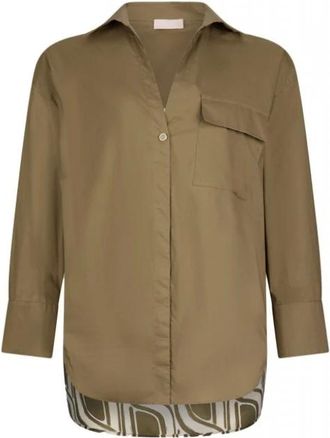 Liu Jo Femme, Blouses et Chemises, Vert, Taille: 42 FR Chemise en coton avec imprim&eacute;