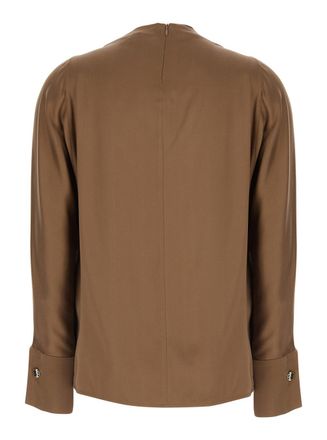 Max Mara Womens Silk Blend Shirt Brown Blouses