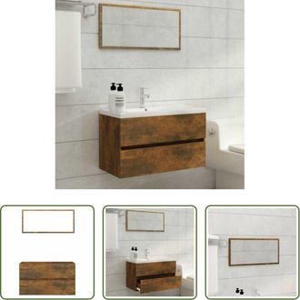 vidaXL Waschbecken - 2-tlg. Badm&ouml;bel-Set R&auml;uchereiche Holzwerkstoff