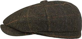 LIPODO Casquette Gavroche Herringbone Check Homme - a Carreaux avec Visiere, Doublure, Doublure Hiver Automne-Hiver - S (55-56 cm) Olive Fonce