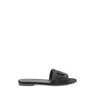 Dolce & Gabbana Wildleder-Slipper mit Strasssteinen - - Shoes - Damen - Schwarzk - 36 1/2 EU