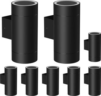 LEDs Com 8 Stück Wandleuchte BIDO für außen, IP44, Up-/Downlight, schwarz matt, rund, 2x GX53 max. 60W