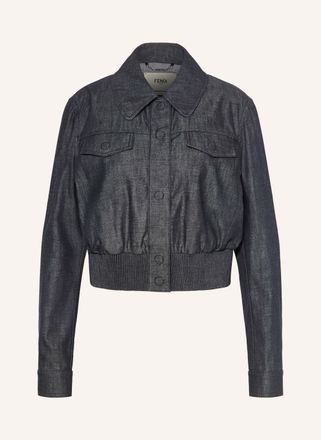 Fendi Cropped-Jeansjacke blau