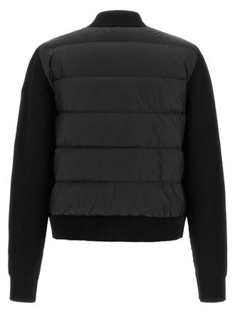 Moncler Ribbed-Collar Quilted Cardigan - Black