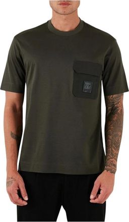Emporio Armani Homme, Tops, Vert, Taille: 2XL T-shirt ML avec poche