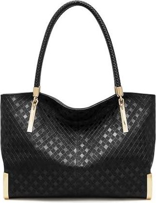 Generic Sac à main en cuir véritable pour femme - Design original - Sac à bandoulière de luxe - Grande capacité, Noir., Taille unique