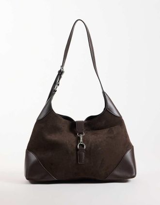 Gina Tricot Gina Tricot sac port&eacute; &eacute;paule &agrave; d&eacute;tail clip marron fonc&eacute;