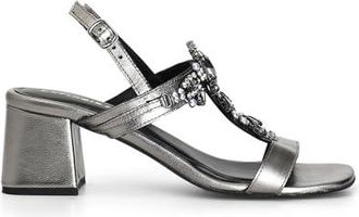 Caf&egrave;noir Sandales En Cuir En Forme De &laquo; T &raquo; Avec Accessoire Bijou, Pour Femme, Couleur Gris, Taille 40