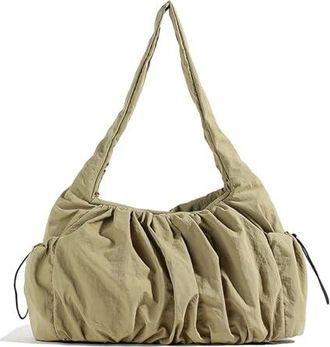 Generic Femmes Nylon Sac Aisselles Pliable Sac &agrave; Glissi&egrave;re Sac Hobo Portefeuilles pour les achats quotidiens de voyages pour les achats quotidiens, vert, 15.7