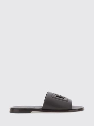 Dolce & Gabbana Mules plates en cuir de veau avec monogramme DG d&eacute;coup&eacute;
