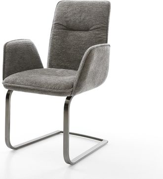 DELIFE Freischwinger Vinja-Flex Boucl&eacute; Soft Schlamm Freischwinger flach Graphit, Esszimmerst&uuml;hle