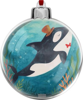 Mr. & Mrs. Panda Weihnachtsschmuck Orca Zylinder Design - Geschenk, christbaumkugeln, weihnachtskugeln, Feier, Weihnachtskugel, Fest, Glitzer, Meer, weihnachtsbaumkuge