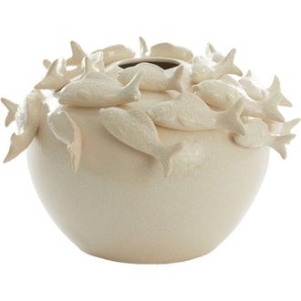 Light & Living Light&living - Vase en c&eacute;ramique fish de en cr&egrave;me - &Oslash;40x27 cm