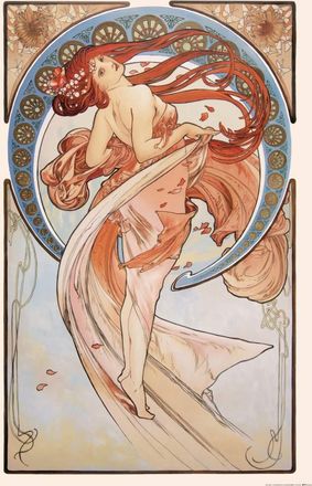 1art1 Alphonse Mucha XXL Poster Der Tanz, 1898 Plakat | Bild 120x80 cm