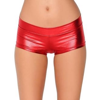 Generic Short de carnaval métallique brillant pour femme 2026, Rouge, 3XL
