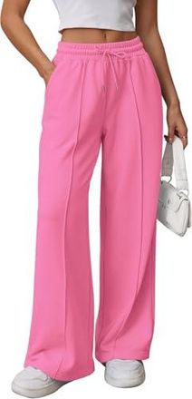 OLIPHEE Pantalon Femme Taille Elastique Pantalon Fluide Femme Pants Jambe Large avec Cordon de Serrage Sweatpants D&eacute;contract&eacute; Sportwear Yoga Printemps Automne