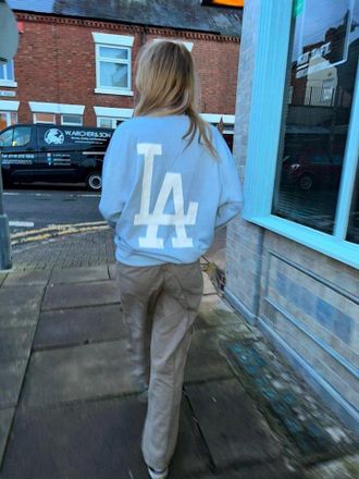 Worldclassca Longsweatshirt Worldclassca Damen Oversized Sweatshirt Lounge Sweater Shirt Bedruckt OBERTEIL SWEATSHIRT OBERTEIL LA LOS ANGELES