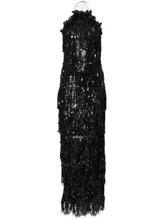 Carolina Herrera robe orn&eacute;e de sequins &agrave; dos-nu - Noir