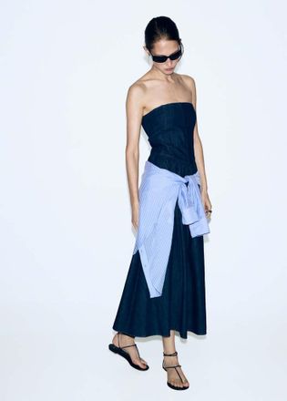 Mango Robe bustier en jean bleu - Femme - XS - MANGO