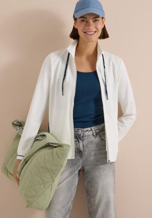 Cecil Sweatjacke mit Animal-Print Details, Stehkragen, Viskosemix
