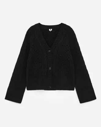 Arket Zopfstrickjacke Aus Wolle -Blau