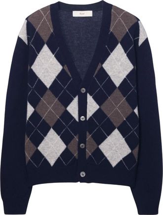 Dunst V-Ausschnitt Argyle Cardigan - - Knitwear - Damen - Blau - XS