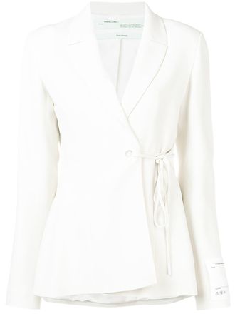 Off-white blazer &agrave; taille nou&eacute;e - Blanc