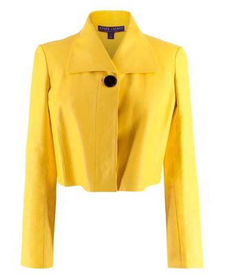 Ralph Lauren Collection Cropped Yellow Leather Jacket Size XS