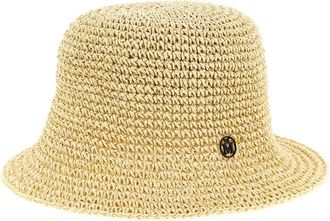 Maison Michel Femme, Accessoires, Beige, Taille: ONE Size Pablo Crochet Straw Cloche Hat