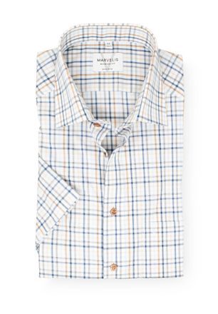Marvelis Herren Kurzarmhemd Kurzarm Non-Iron Modern Fit,Karo,New Kent, Kragenweite:46