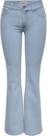 Only Onlhush Mid Waist Flared DNM Box AKM, Bleu Jeans Clair, XL / 32L Femmes