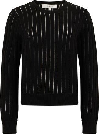 Frame Denim Femme, Pulls, Noir, Taille: 42 FR The Sheer Stripe Sweater