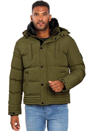 Alessandro Salvarini Winterjacke Herren - Wasserabweisend, Abnehmbare Kapuze, Gefüttert, Warm, Winddicht, Jacke Herren Winter Mann, Teddyfell Fell - Dark Olive XXL